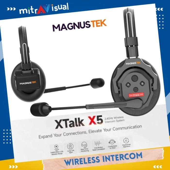 Jual MAGNUSTEK Xtalk X5 Full Duplex Wireless Intercom Headset at 24GHz | Shopee Indonesia
