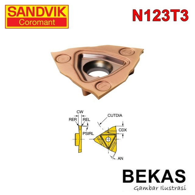 Jual Insert N123T3 150 Mata Bubut N123 1.5mm Grooving Pahat Pisau ...
