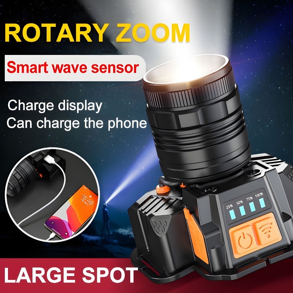 Jual Senter Kepala Led T8 zoom super/lampu depan tahan air sensor gerak/LED senter super terang ...