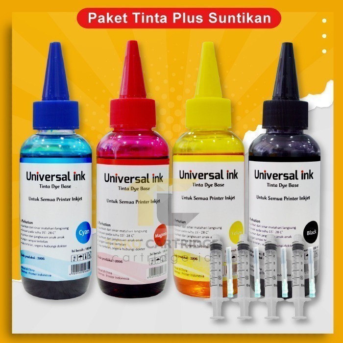 Jual Tinta Refill Universal Ink CMYK 100ml Canon Epson Brothr HP, Tinta ...
