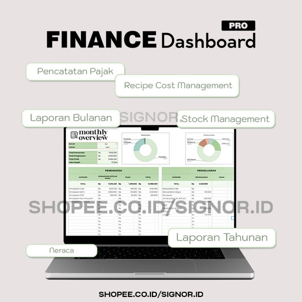 Jual [T8014] Finance Dashboard Pro Excel Spreadsheet - Dashboard ...