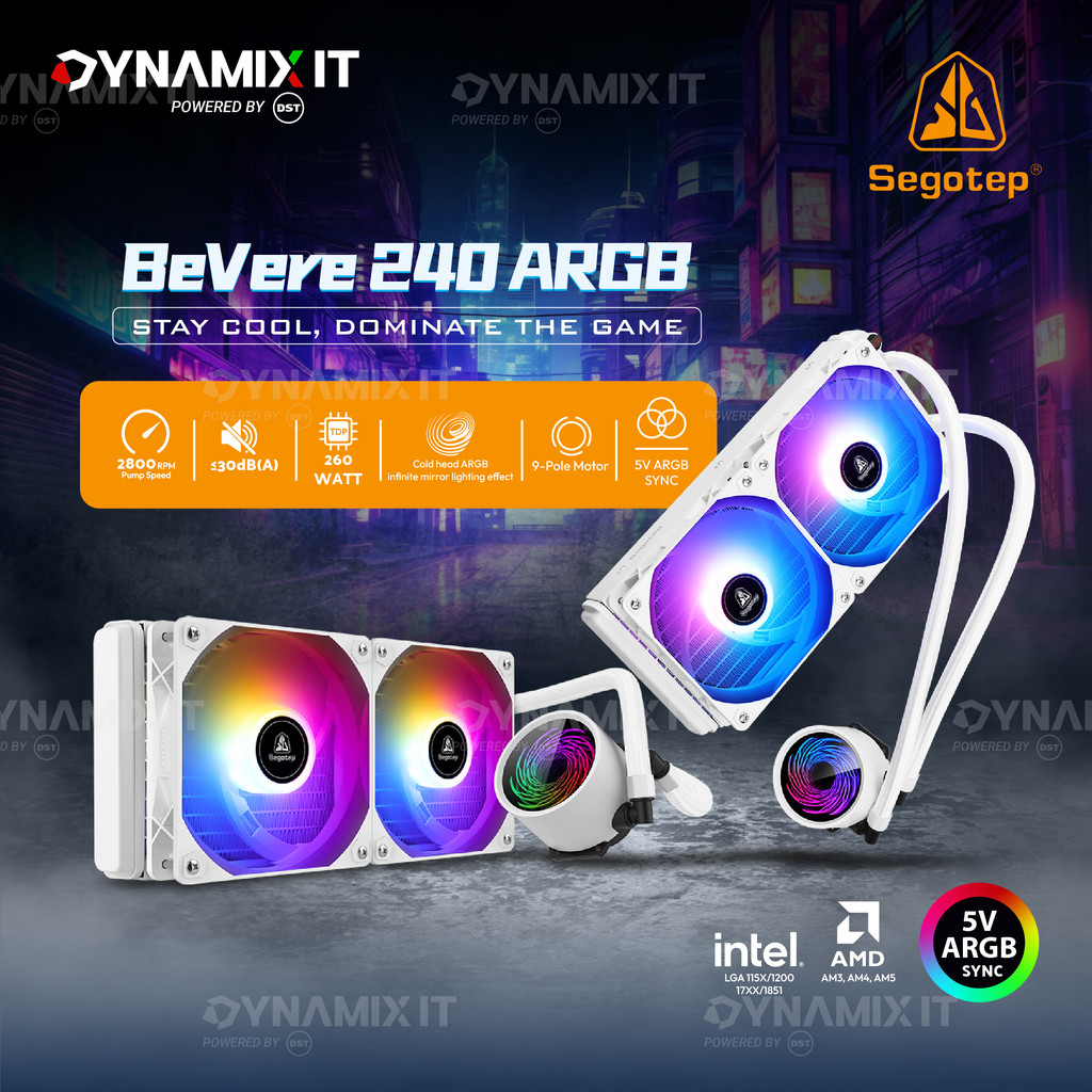 Jual Segotep Bevere 240 ARGB INTEL/AMD 240mm AIO Cooler - White ...