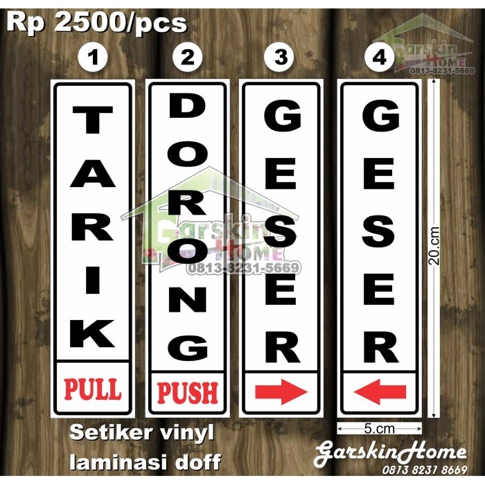 Jual STIKER PINTU TARIK DORONG/GESER stok banyak/stiker boleh campur ...