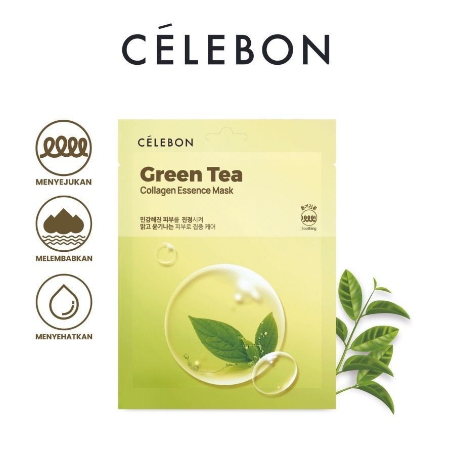 Jual Celebon Green Tea Collagen Essence Mask | 23g | Shopee Indonesia