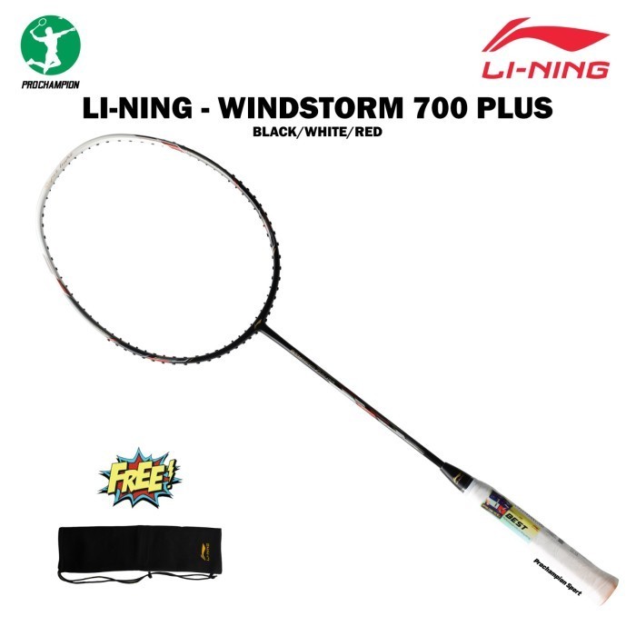 Jual Raket Badminton Lining Windstorm 700 Plus Black White Red | Shopee ...