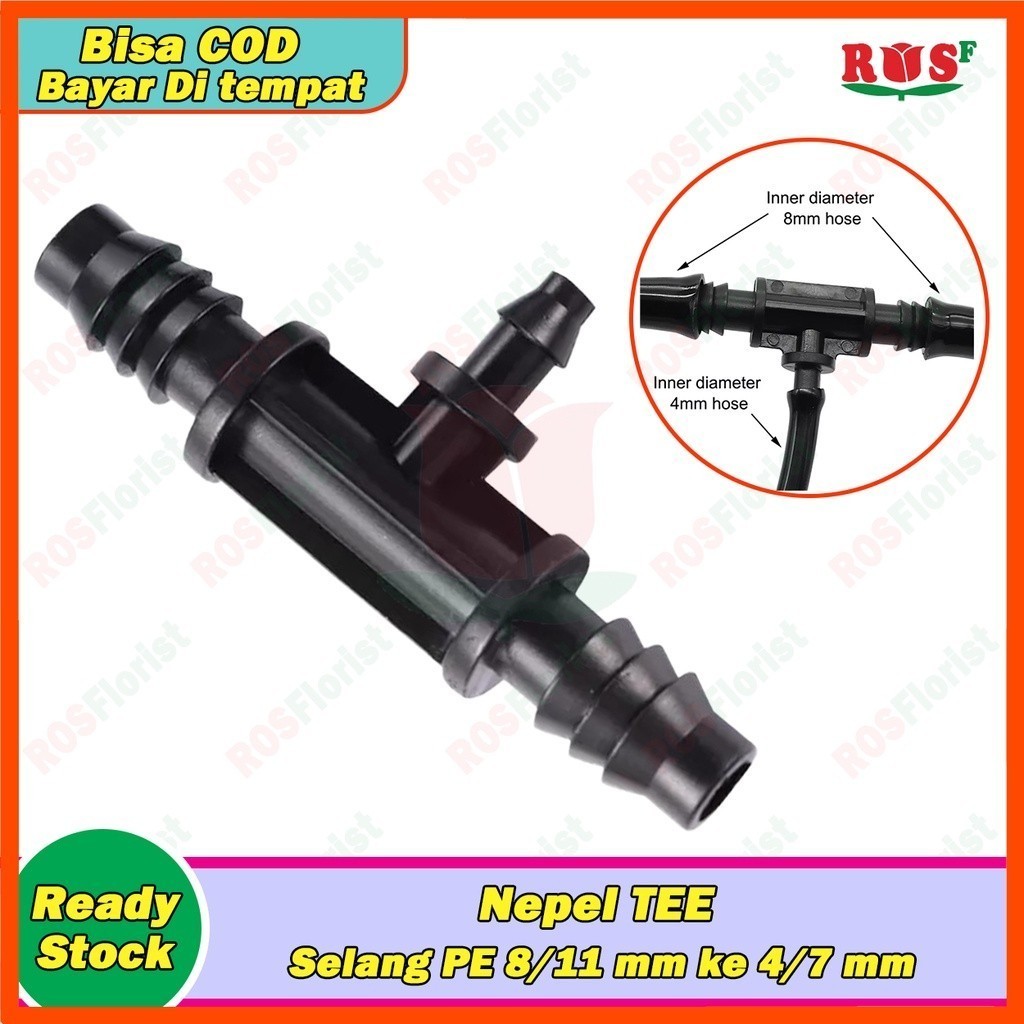 Jual RF - Nepel Tee Reducer Selang PE 8 x 11 mm Ke 4 x 7 mm Konektor ...