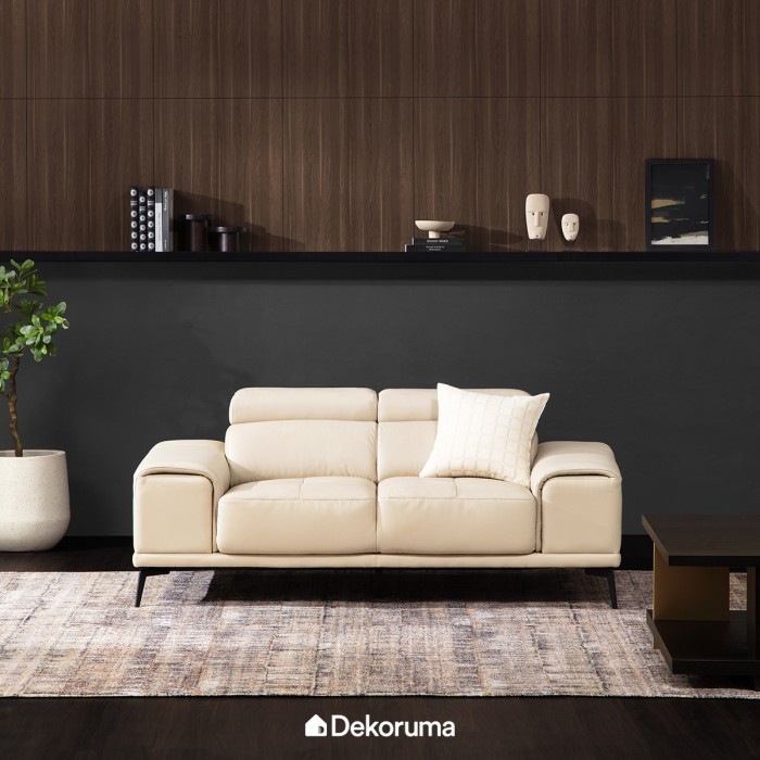 Jual Dekoruma Tenzo LENNOX Sofa 2 Dudukan Krem / Sofa Minimalis 2 Seater | Shopee Indonesia