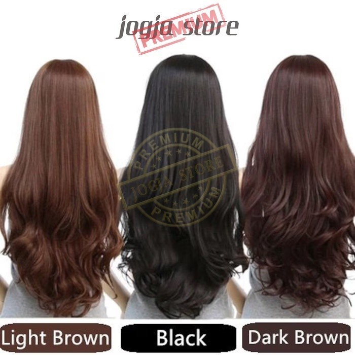 Jual Wig Rambut Palsu Wanita 65 Cm Bahan Fiber Model Lurus Gelombang ...