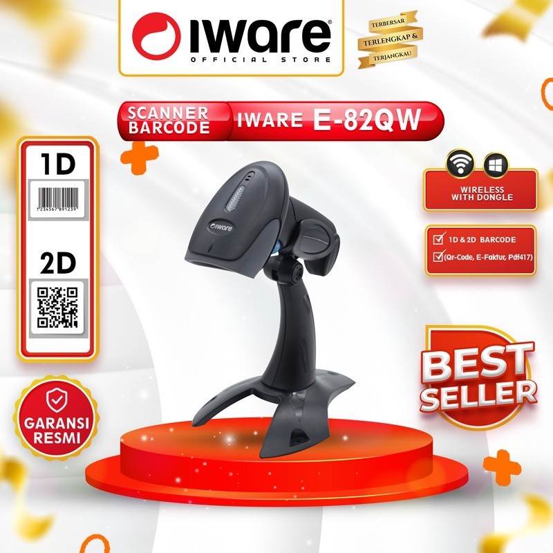 Jual BARCODE SCANNER IWARE 2D E-82QW WIRELESS (WITH STAND / HANDLE ...