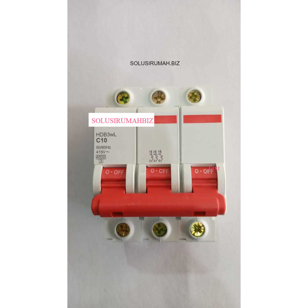 Jual MCB 3 Phase 10A 10 A C10 MCB3 SET Standar SNI 3phase 3POLE 3 POLE ...