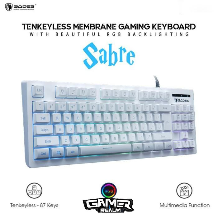 Jual Sades Sabre White TKL Membrane Gaming Keyboard | Shopee Indonesia