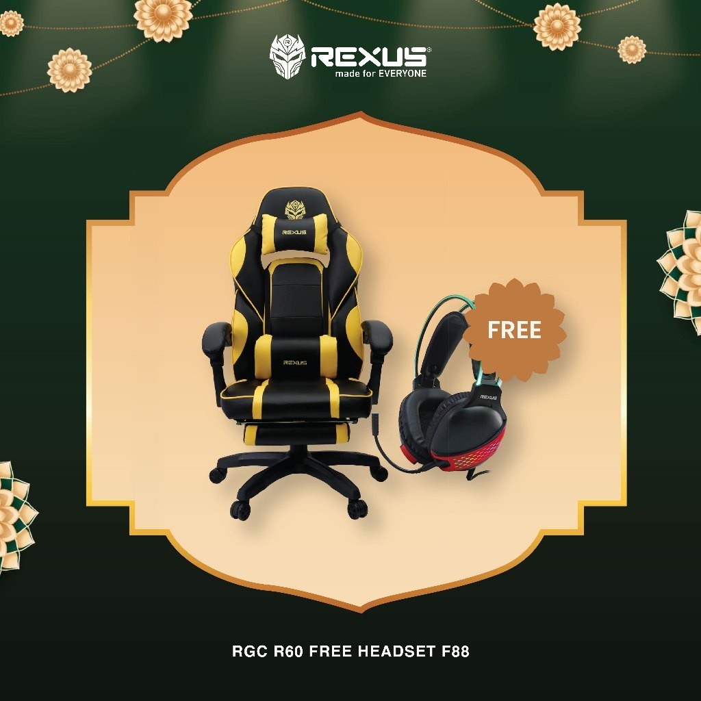 Jual Rexus Gaming Chair Kursi RGC R60 Free Headset F88 | Shopee Indonesia