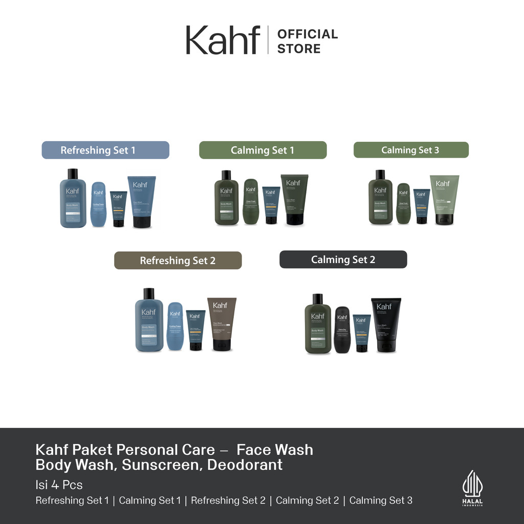 Jual Kahf Paket Personal Care Isi 4 (Face Wash + Sunscreen Moisturizer + Body Wash + Deodorant ...