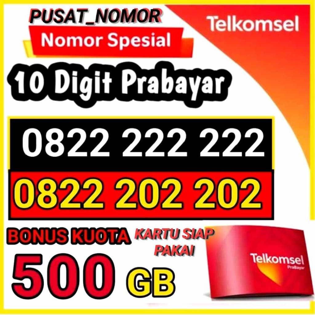 Jual Kartu Cantik Telkomsel Kartu Prabayar 10 Digit Kuota utama 500GB ...