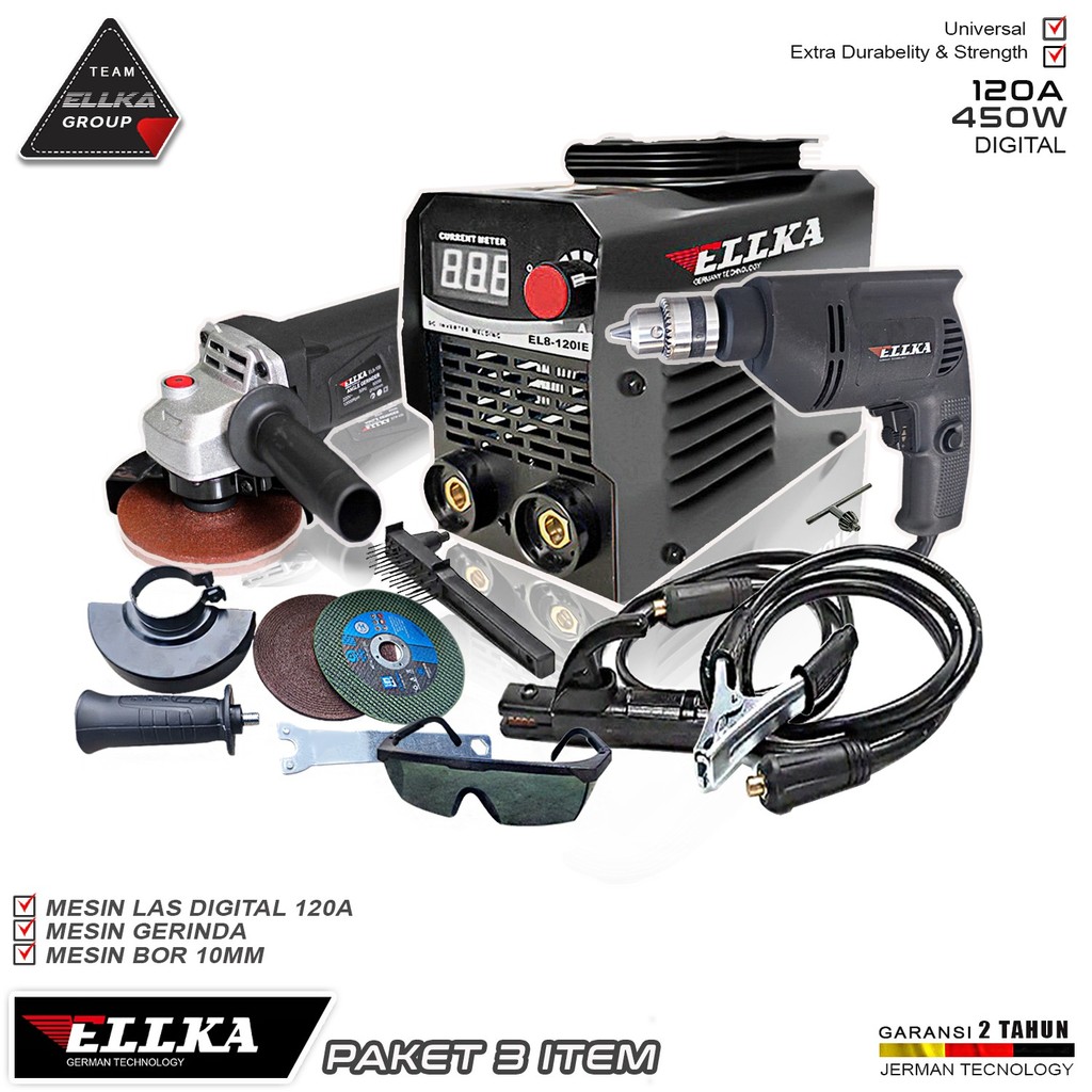 Jual PAKET Mesin Las ELLKA Bor Set 10mm Gerinda Mesin Las Inverter MMA ...