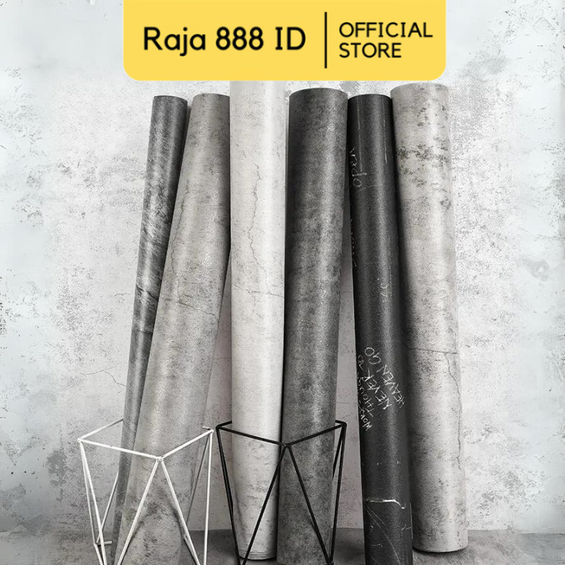 Jual RAJA888 Superior Quality Wallpaper Industrial Premium Vinyl Concrete Tebal 3x Stiker biasa ...