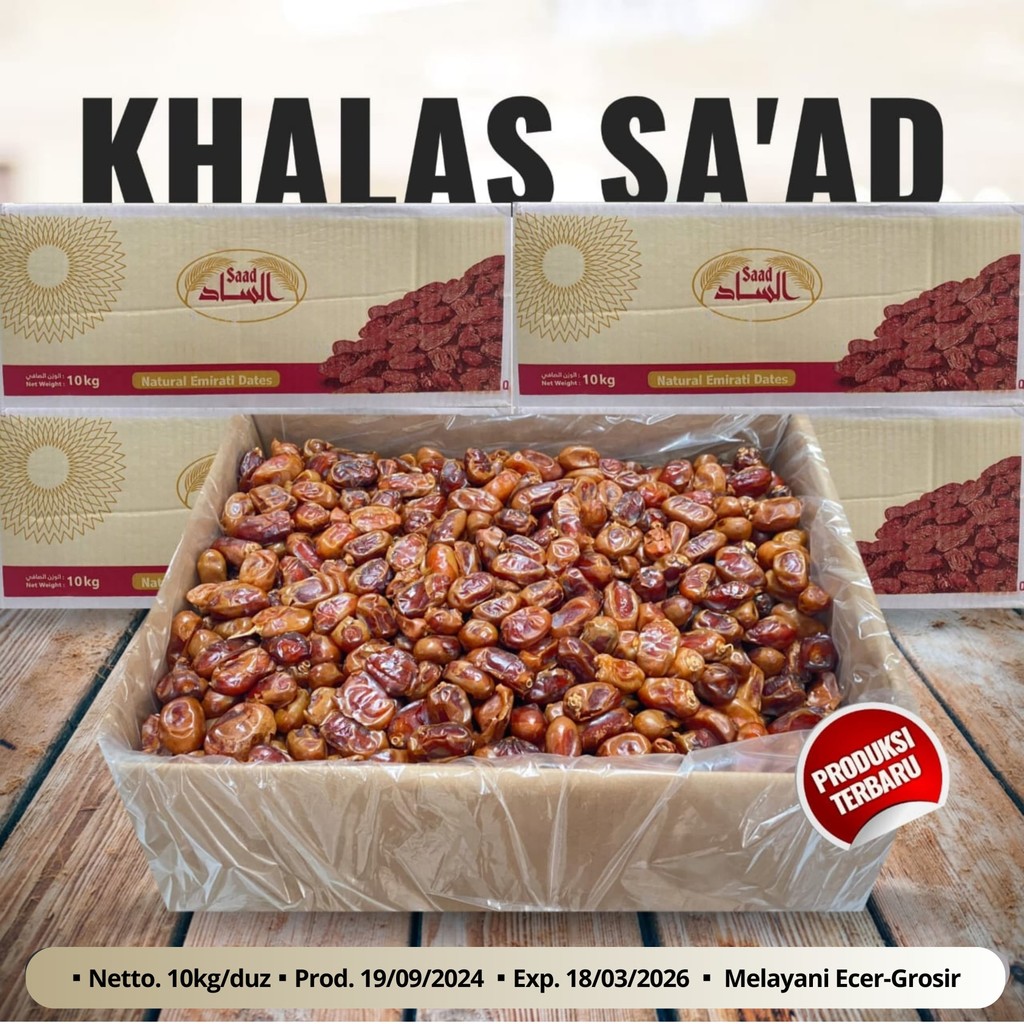 Jual KURMA KHALAS SAAD SA'AD PRODUKSI TERBARU ECER ︱Kemasan Pouch 500gr ...
