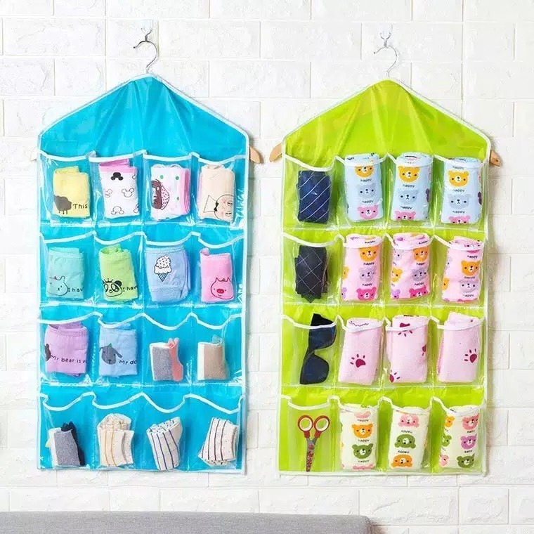 Jual MV Storage Bag Organizer 16 kantong Plastik Serbaguna Hanger ...