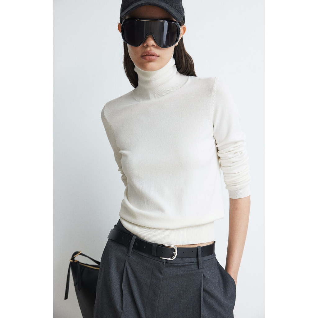 Jual H&M Wanita Polo-Neck Jumper 1176748002_White | Shopee Indonesia