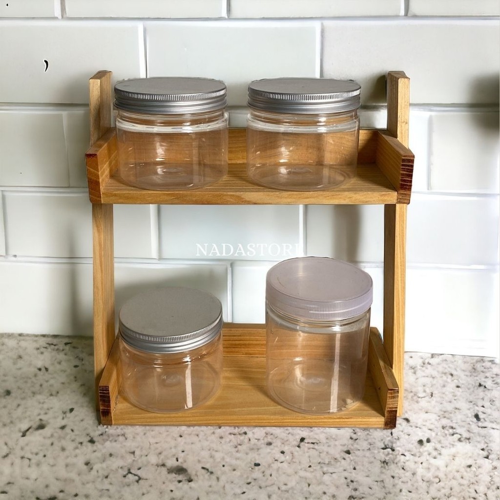 Jual Rak Mini Kayu 2 Tingkat Susun Minimalis Rak Dapur Kayu Cokelat ...