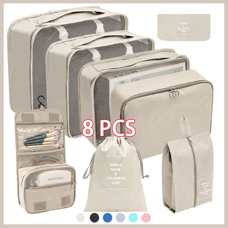 Jual 8pcs/Set Tas Travel Organizer Storage Bag /Tas Koper Polos/8 in1 ...