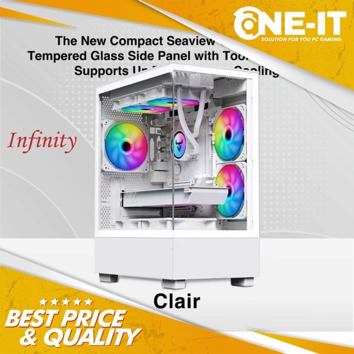 Jual Case INFINITY CLAIR White PC Casing komputer m-ATX Tempered Glass ...