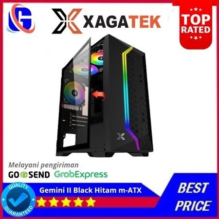 Jual XAGATEK Gemini II Black Hitam m-ATX PC Case Casing Gaming Xigmatek ...