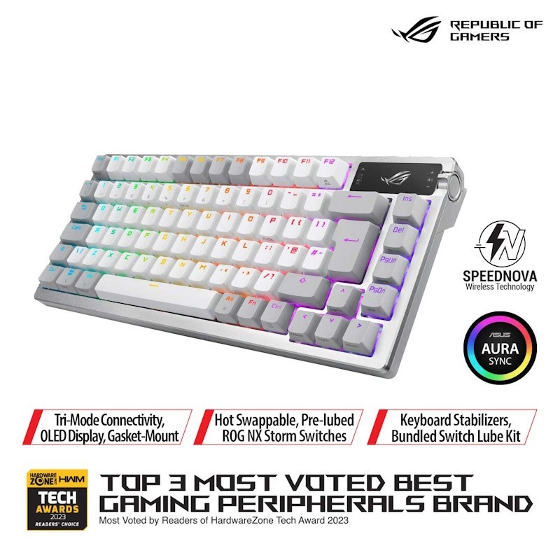 Jual ASUS ROG Azoth 75 Moonlight White Wireless DIY Custom Gaming ...