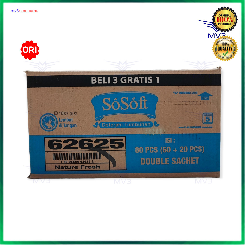 Jual SO SOFT Liquid Detergent Nature Fresh Double Sachet 1 Dus | Shopee ...