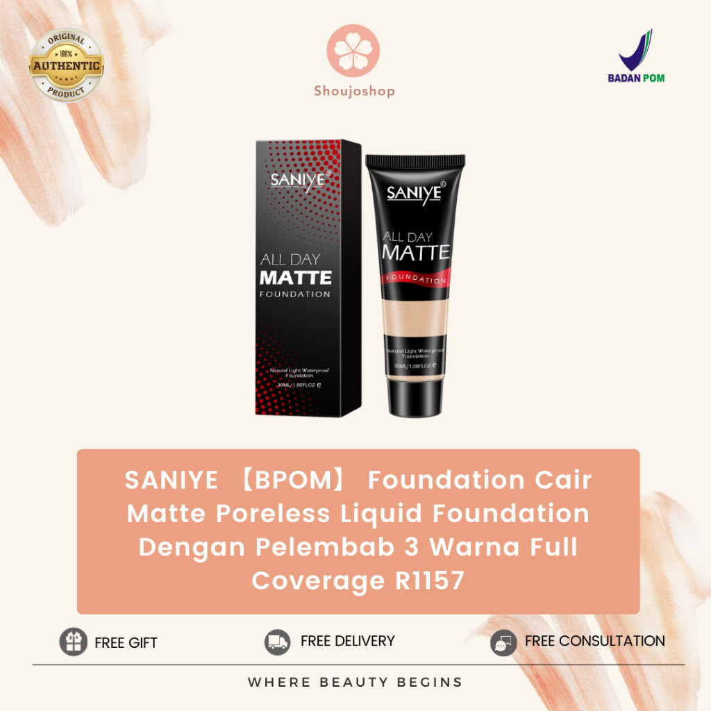 Jual SANIYE Foundation Cair Matte Poreless Liquid Full Coverage R1157 ...