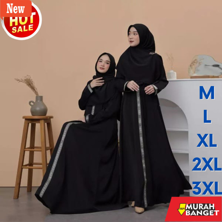 Jual abaya lebaran ala Turkey- Alina Gamis Abaya Arab Hitam Turkey List Bordir Terbaru 2024 ...