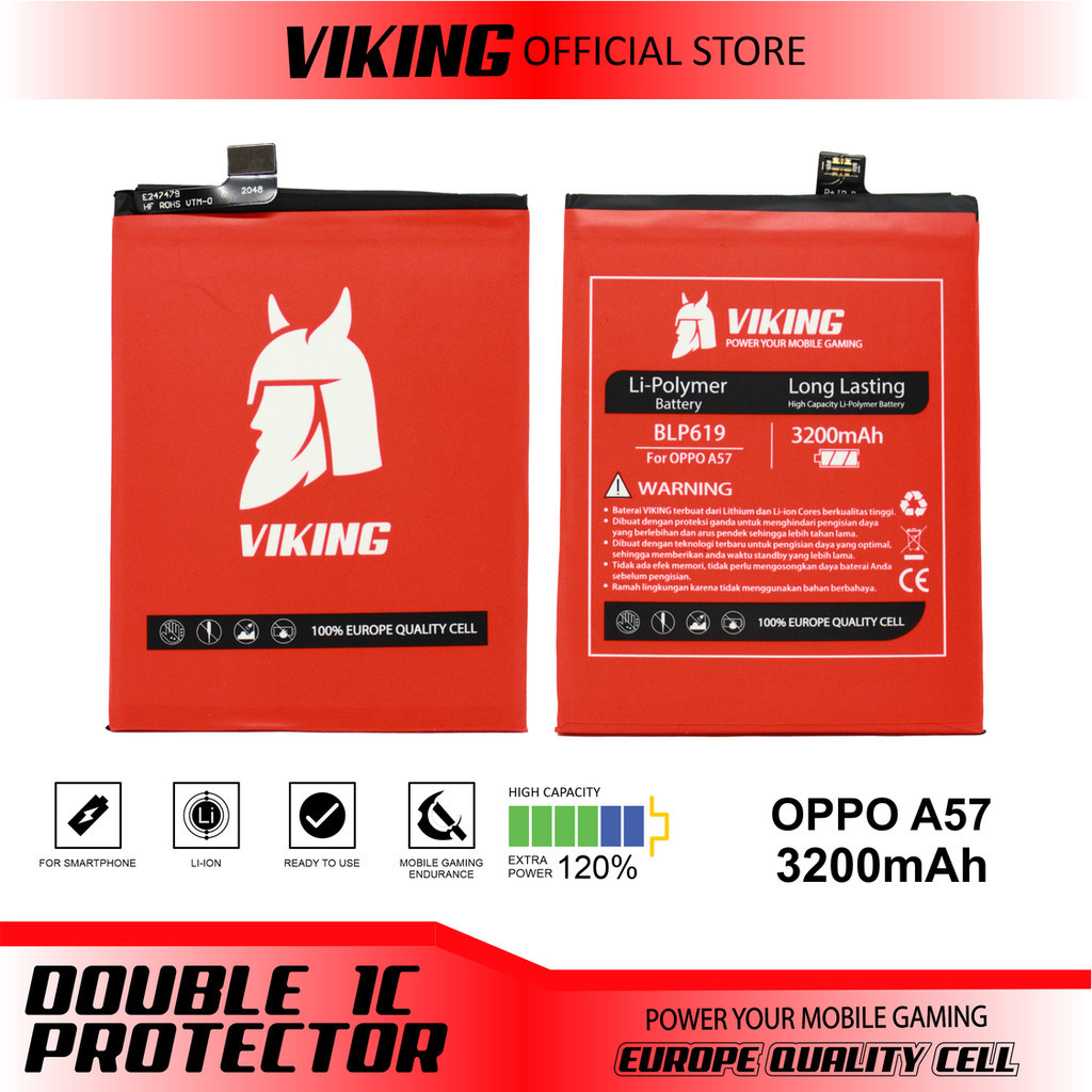 Jual VIKING Baterai Oppo A57 2016 - A39 BLP619 Double Power | Shopee ...