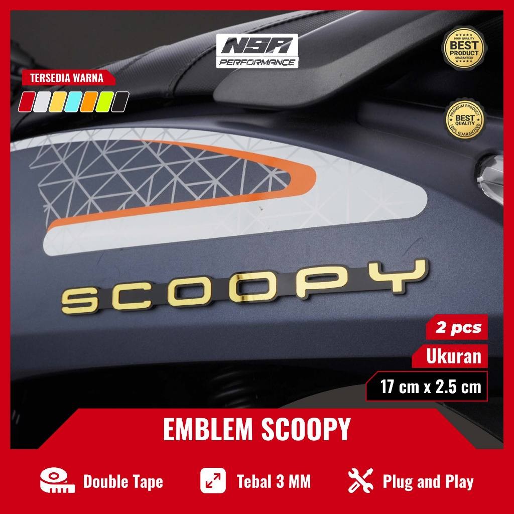 Jual NSA Emblem SCOOPY 2PCS untuk kiri dan kanan Logo Scoopy Timbul ...
