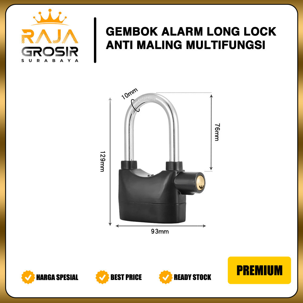 Jual Gembok ALARM LONG LOCK Pengaman Anti Maling Gembok Alarm Anti ...