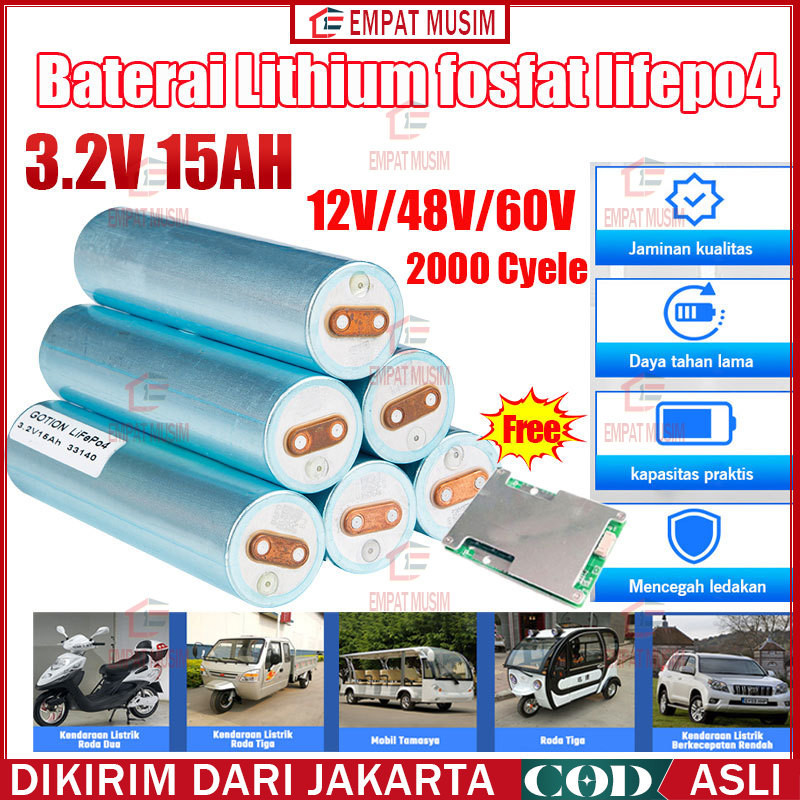 Jual FREE BMS C40 Lifepo4 3.2V 15AH/20Ah Cylindrical LiFePO4 Battery Cell 4000+ Long Cycle Life ...
