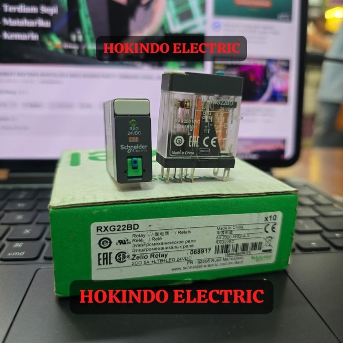 Jual RELAY SCHNEIDER RXG22BD 24VDC RXG 24VDC 8PIN 8 KAKI 5A 2C/O LED ...