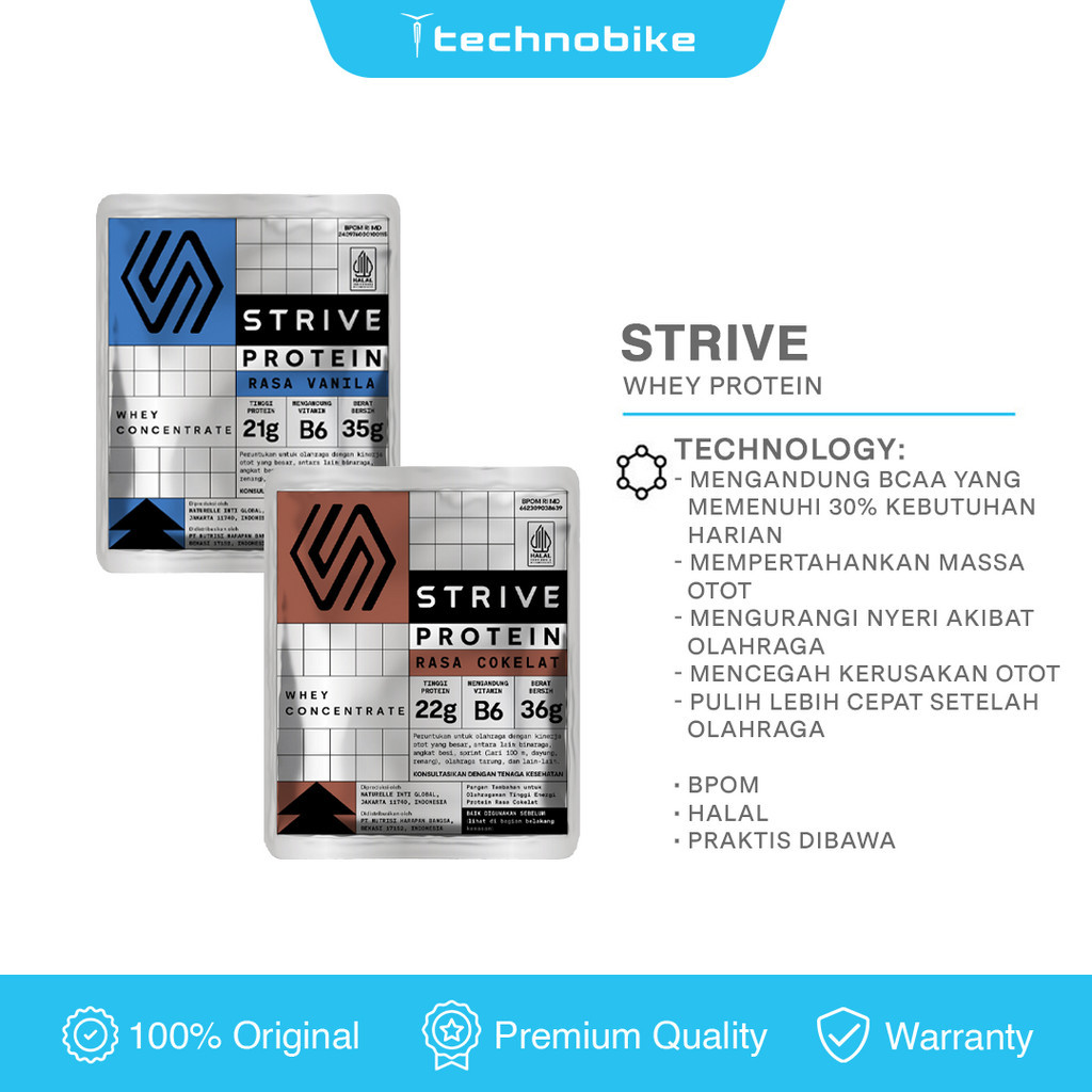 Jual STRIVE Whey Protein Rasa Vanila dan Cokelat 22 Gram Protein ...