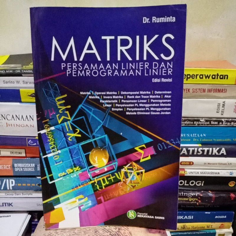 Jual MATRIKS persamaan linier dan pemrograman linier by Ruminta ...