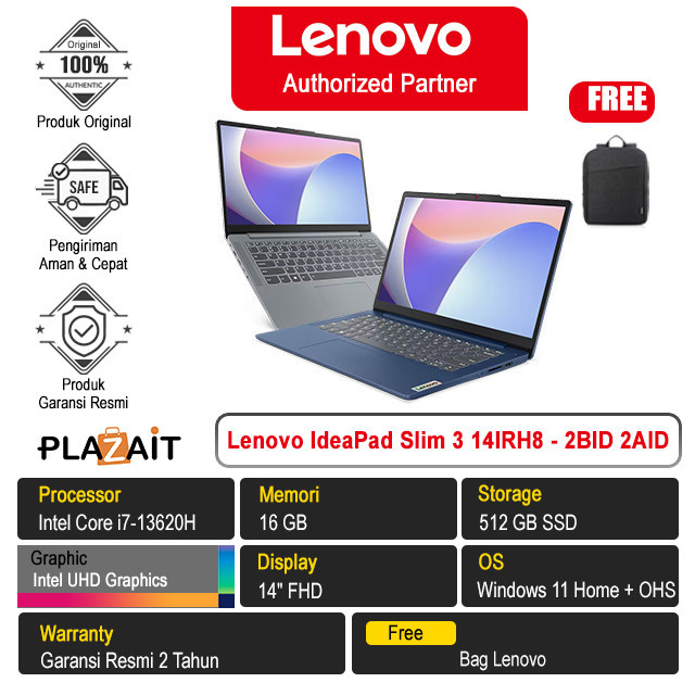 Jual Lenovo Laptop IdeaPad Slim 3 14IRH8 - 2BID 2AID /Intel Core i7 ...