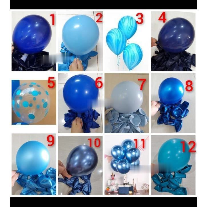 Jual Balon Biru Lateks 12inch /Dekorasi balon tema biru isi 10bh ...