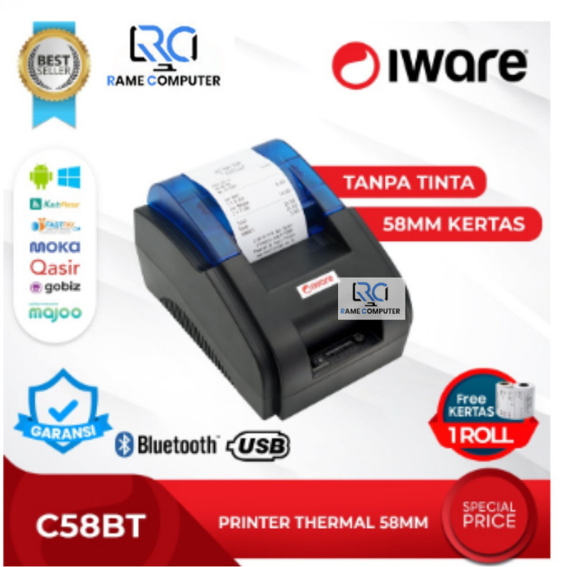 Jual PRINTER KASIR BLUETOOTH IWARE C-58BT THERMAL PRINTER C58BT ...