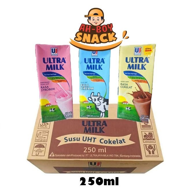 Jual SUSU ULTRA 250ML UHT COKELAT/STRAWBERRY/FULLCREAM/KARAMEL/TARO ...