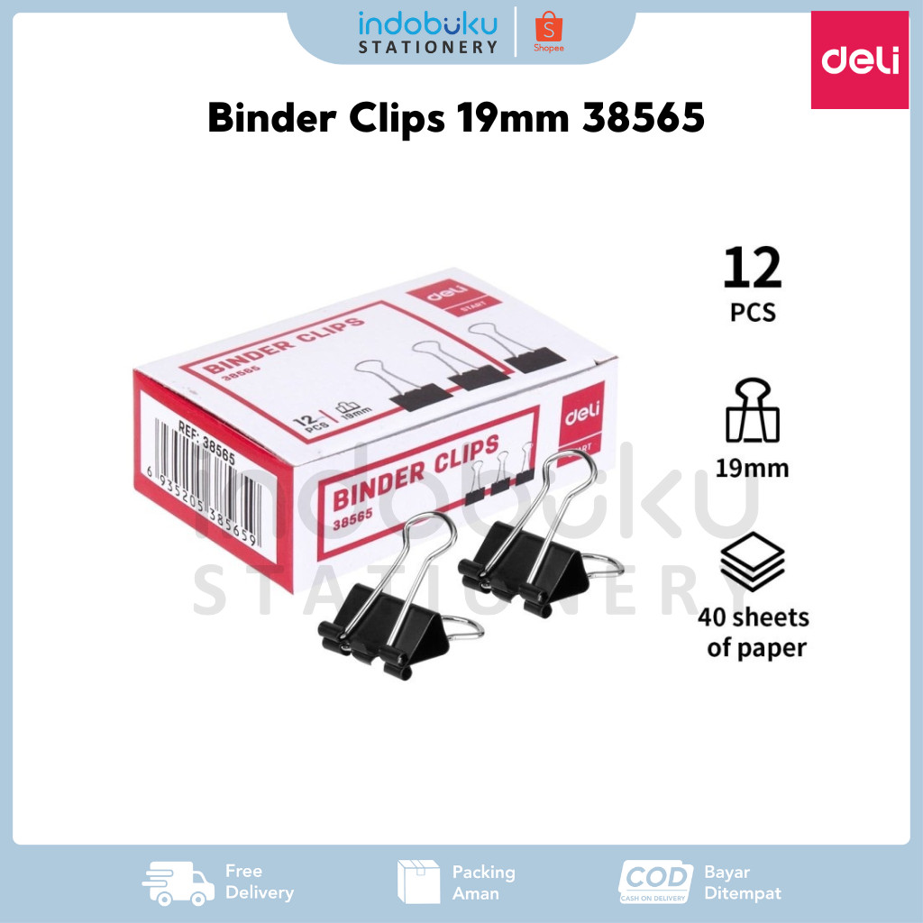 Jual Binder Clips Deli 19mm 38565 (1 Box Isi 12pcs) | Shopee Indonesia