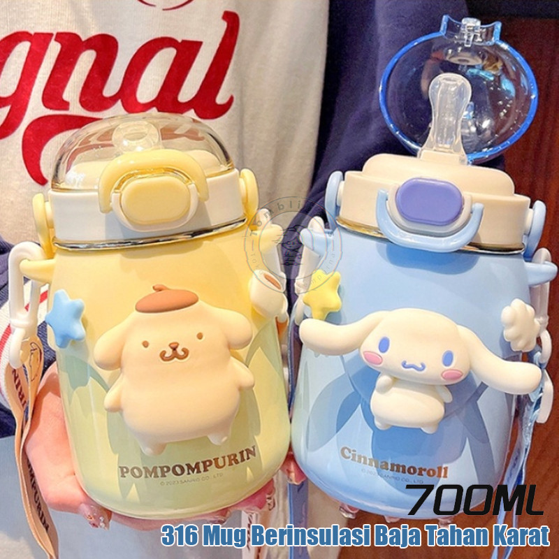 Jual Kuromi Cinnamoroll Botol Minum Stainless 316 Sedot Anak Bertali ...