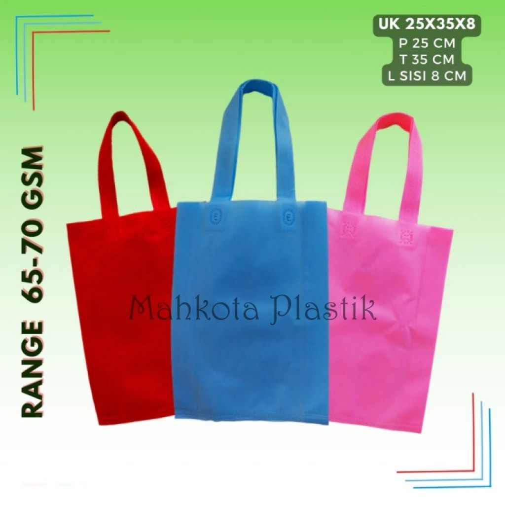 Jual Tas Spunbond Goodie Bag 70gsm 25x35x8 isi 12pcs | Shopee Indonesia