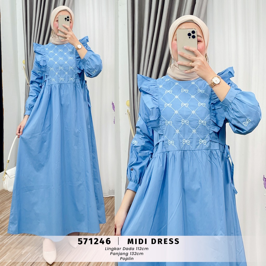 Jual EXTU HERITAGE - Adelia Midi Dress Polos Elegan | Dress Wanita ...