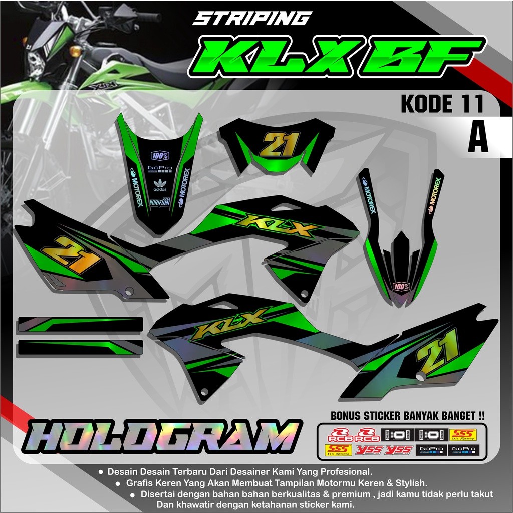 Jual Sticker DECAL HOLOGRAM PELANGI KLX 150 G/BF/SE Motif Grafis Simple ...