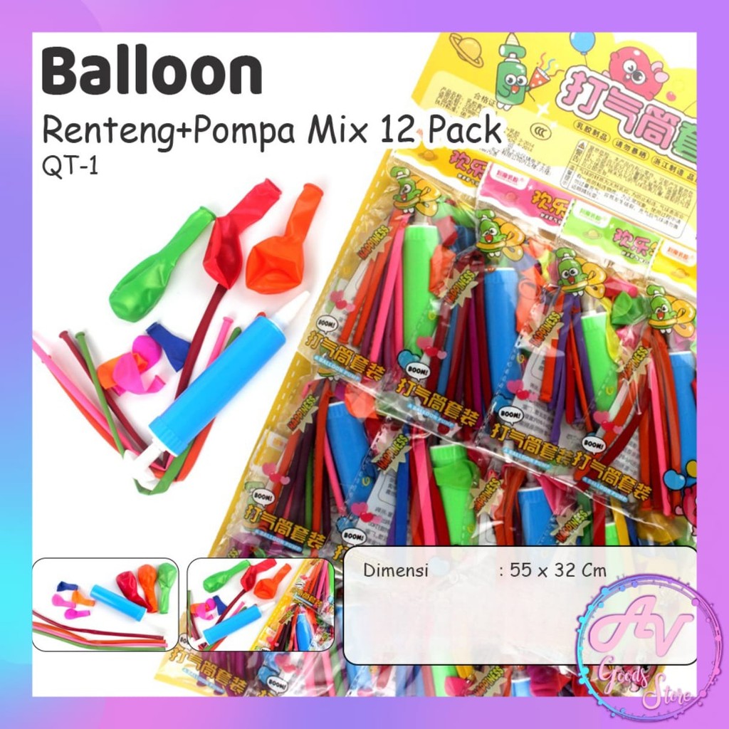 Jual 1 Pak Balon SET + Pompa / 1 Bungkus Aneka Balon Mini + Balon ...