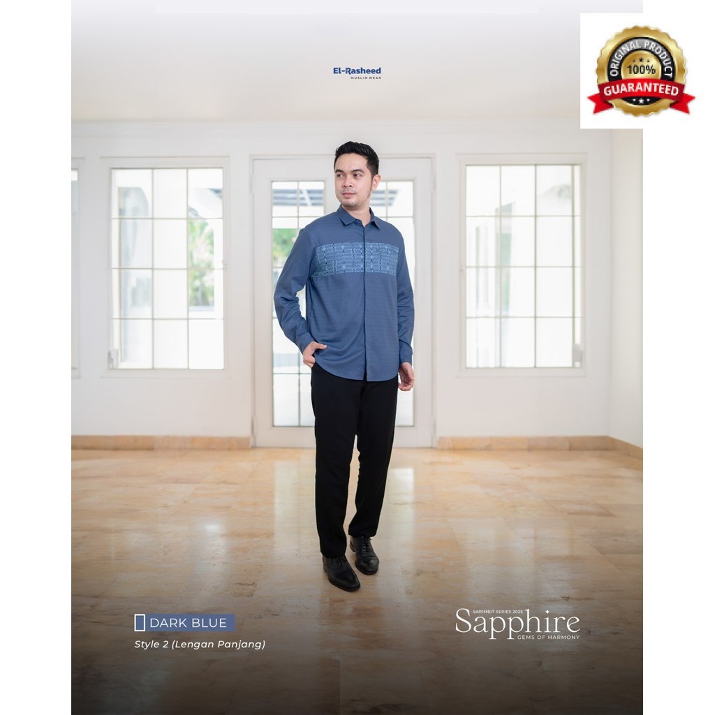 Jual Sarimbit Kemeja Sapphire Dewasa Lengan Panjang El-Rasheed Brand Yasmeera | Shopee Indonesia