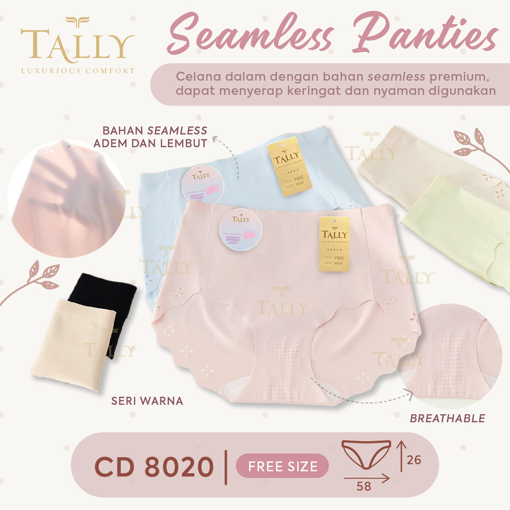 Jual TALLY CD 8020 CELANA DALAM SEAMLESS | FREE SIZE | FIT TO L | BAHAN SEAMLESS | HIGH WAIST ...